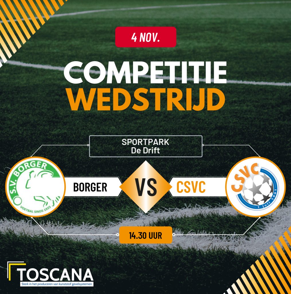 CSVC 1 speelt uit bij Borger 4 november | CSVC